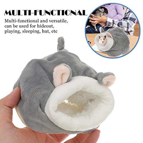 TEHAUX Mini Hamster Bed Hideouts and Houses, Cotton Mini Animal Pet Nest Cave, Cute Warm Bed for Hamster (Grey)