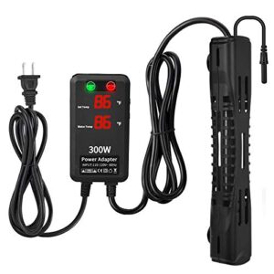 szelam submersible aquarium heater,300w fish tank heater with intelligent temperature probe and 2 suction cups,suitable for marine saltwater and freshwater