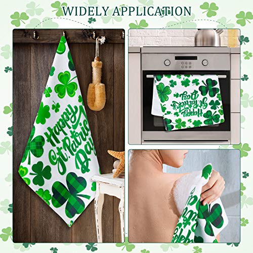 4 Pieces St. Patrick's Day Hand Towels Irish Shamrock Kitchen Towels Bath Towels Dish Towels Bathroom Towel for St Patrick's Day Decoration