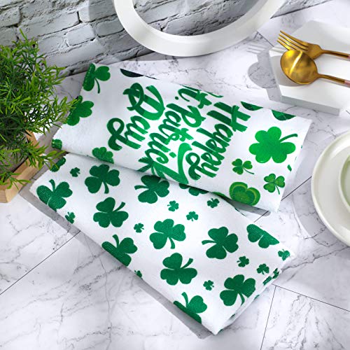 4 Pieces St. Patrick's Day Hand Towels Irish Shamrock Kitchen Towels Bath Towels Dish Towels Bathroom Towel for St Patrick's Day Decoration