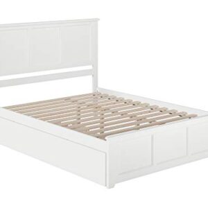 AFI Madison Queen Platform Bed with Matching Footboard and Turbo Charger with Twin Extra Long Trundle in White