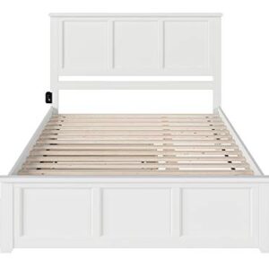 AFI Madison Queen Platform Bed with Matching Footboard and Turbo Charger with Twin Extra Long Trundle in White