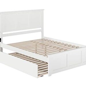 AFI Madison Queen Platform Bed with Matching Footboard and Turbo Charger with Twin Extra Long Trundle in White