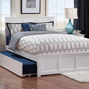 AFI Madison Queen Platform Bed with Matching Footboard and Turbo Charger with Twin Extra Long Trundle in White