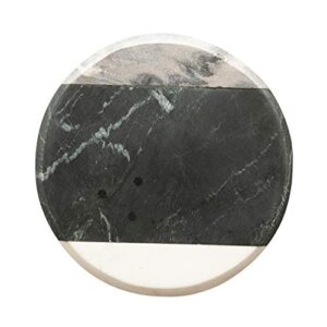 creative co-op round marble cheese, grey, black & white cutting board, 10"