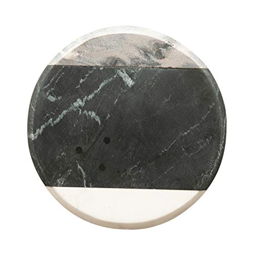 Creative Co-Op Round Marble Cheese, Grey, Black & White Cutting Board, 10"