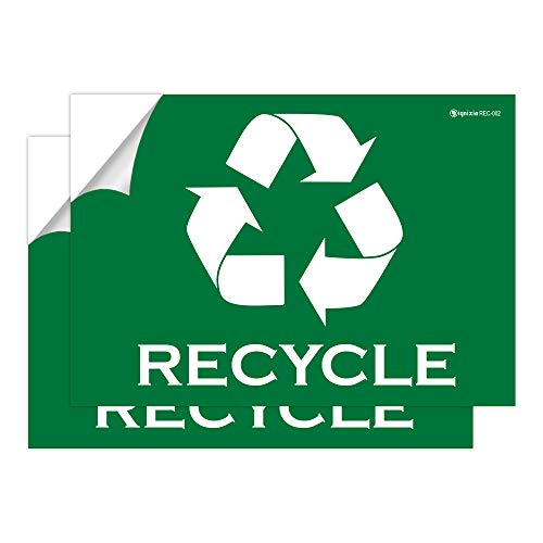 IGNIXIA Pack of 02 Recycle Sign Decals self Adhesive - Recycling Stickers Large 10 x 7 Inches Recycle Sticker for Trash can - Recycle Labels (Green)