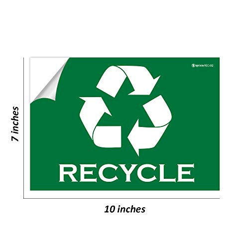 IGNIXIA Pack of 02 Recycle Sign Decals self Adhesive - Recycling Stickers Large 10 x 7 Inches Recycle Sticker for Trash can - Recycle Labels (Green)