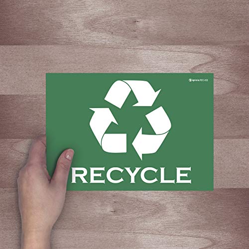 IGNIXIA Pack of 02 Recycle Sign Decals self Adhesive - Recycling Stickers Large 10 x 7 Inches Recycle Sticker for Trash can - Recycle Labels (Green)