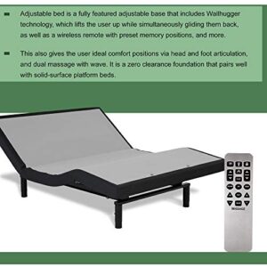 Nutan, 10-Inch Adjustable Bed Base with Wallhugger Technology, Zero Gravity, Head and Foot Incline, USB Port, Massage System, Wireless Remote,Full,Grey