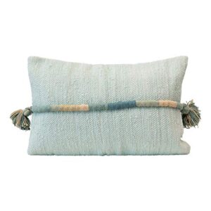 creative co-op woven cotton lumbar wrapped appliqued cord & tassels, multi color pillow