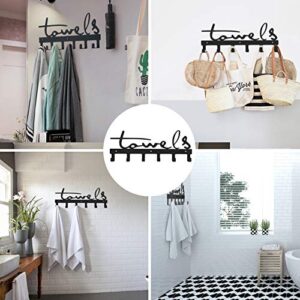 Goutoports Bathroom Towel Rack Wall Mount Towel Holder Kitchen Metal Holder Rack 6 Hooks Hot Tub Accessories Rustproof and Waterproof (Black)