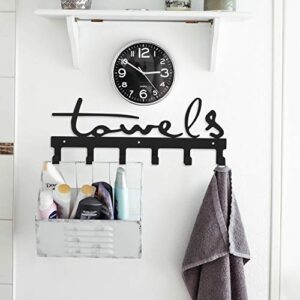 Goutoports Bathroom Towel Rack Wall Mount Towel Holder Kitchen Metal Holder Rack 6 Hooks Hot Tub Accessories Rustproof and Waterproof (Black)