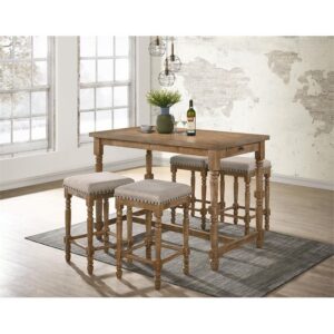 Acme Furniture Farsiris Counter Height Table, Weathered Oak Finish