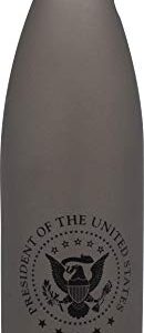 White House Gifts: Presidential Seal Stainless Steel Thermal Water Bottle (17 oz) - Matte Gray with Presidential Symbol Print - Insulated - Doubled-Walled with Vacuum Seal and Stainless Steel Lid