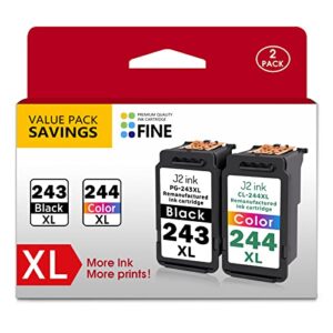 j2ink remanufactured ink cartridge replacement for canon ink cartridges 243&244 canon ink 243 and 244 combo pack black tri-color compatible to tr4520 mx492 mg2520 mg2922 ts302