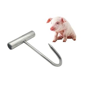 2-Pack Stainless Steel T Hooks T-Handle Bacon Meat Boning Hook for Kitchen Butcher Grilling Shop Restaurant BBQ and Sausages Tool