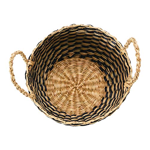 Creative Co-Op Hand-Woven Seagrass Handles, Black & Natural, Set of 3 Basket, 3