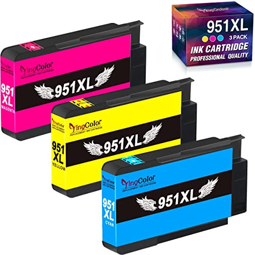 YingColor Compatible Replacement for HP 951XL Ink Cartridges Combo Pack Work for Officejet Pro 8610 8600 8615 8620 8625 8630 8100 276dw 251dw (1 Cyan 1 Magenta 1 Yellow)