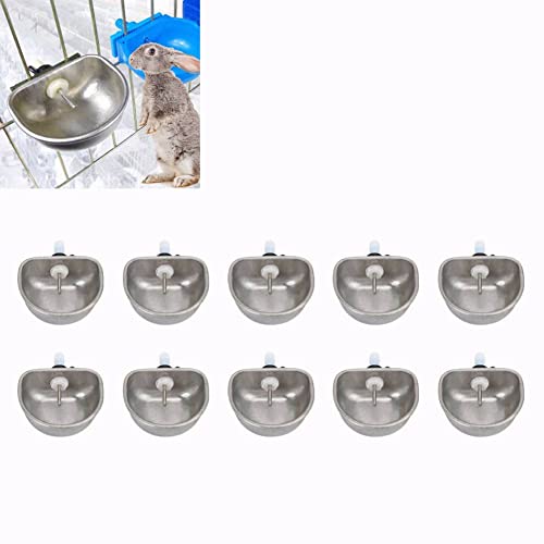 10PCS Rabbit Water Feeder Breeding Equipment Automatic Rabbit Drinker Cage Water Cup Anti-Scratch Stainless Steel Nipple Drinking Coop Cup Feeding Water Bowl