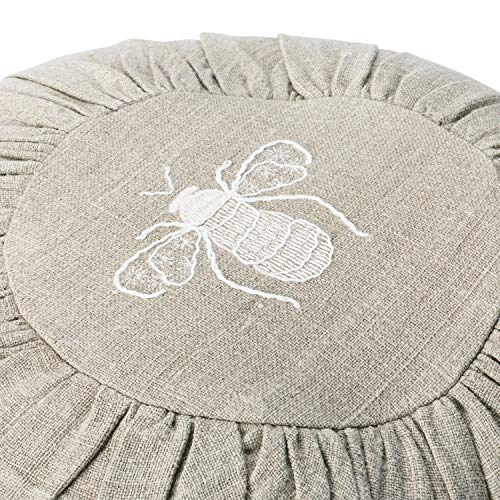 Creative Co-Op Linen Embroidered Bee, Natural Pillow