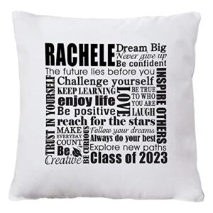 let's make memories personalized dream big graduation pillow - celebrate the grad - class of 2023 - customize with name & year - black/white