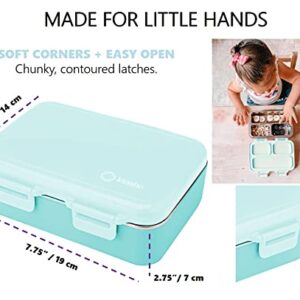 Stainless Steel Mini Lunch Box for Toddler Daycare, Baby Bento for Kids, Eco Metal Portion Sections Leakproof Lid, Pre-School Lunches and Snack Container Ages 3 and up (Soft Green)