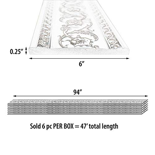 AFD Home 6 Pieces Chair Rail 94 Inch (Gold on French White Floral Chair Rail 94 Inch)