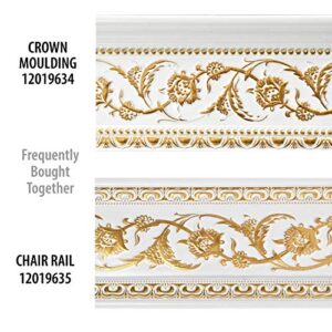 AFD Home 6 Pieces Chair Rail 94 Inch (Gold on French White Floral Chair Rail 94 Inch)