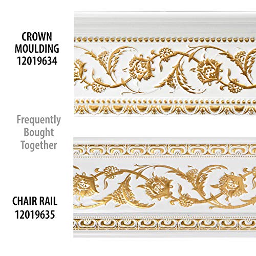 AFD Home 6 Pieces Chair Rail 94 Inch (Gold on French White Floral Chair Rail 94 Inch)