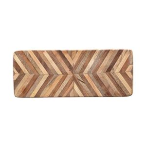 creative co-op mango wood cheese chevron pattern cutting board, 14.5" x 6", natural