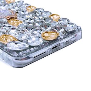 Losin Perfume Bottle Case Compatible with iPhone 12 Pro Max 6.7 inch Case Luxury Bling Diamond Gemstone Perfume Bottle 3D Bling Rhinestones Ring Holder Stand Bracket Soft TPU Case