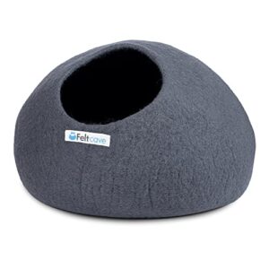 Feltcave Large Cat Cave Bed - Cute Cat Bed Cave Handcrafted from Flawless Merino Wool - Snuggly Cat Caves for Indoor Cats - Respected as The Premium Wool Cat Cave (Grey)