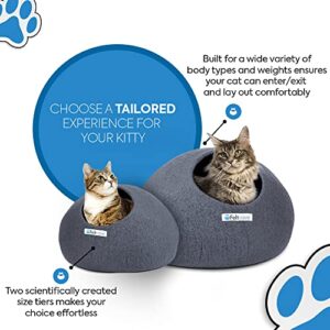 Feltcave Large Cat Cave Bed - Cute Cat Bed Cave Handcrafted from Flawless Merino Wool - Snuggly Cat Caves for Indoor Cats - Respected as The Premium Wool Cat Cave (Grey)