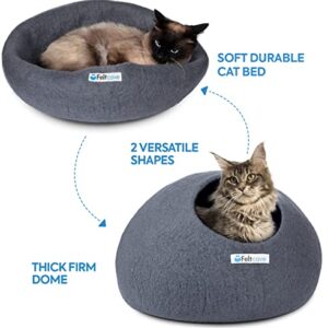 Feltcave Large Cat Cave Bed - Cute Cat Bed Cave Handcrafted from Flawless Merino Wool - Snuggly Cat Caves for Indoor Cats - Respected as The Premium Wool Cat Cave (Grey)