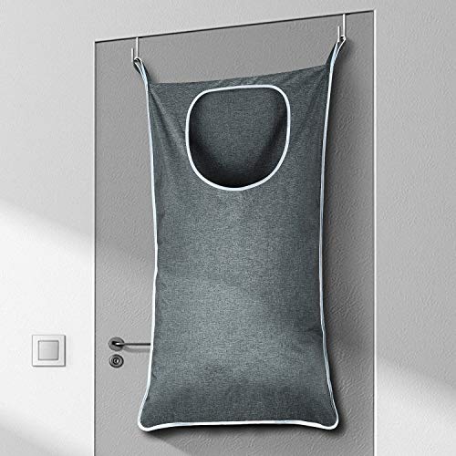 KINGSUSLAY Hanging Laundry Hamper, Over The Door Laundry Hamper and Hanging Laundry Bag, Extra Large Space Saving Hanging Hamper with 2 Types Hooks (35x 22Inch, Heather Grey)