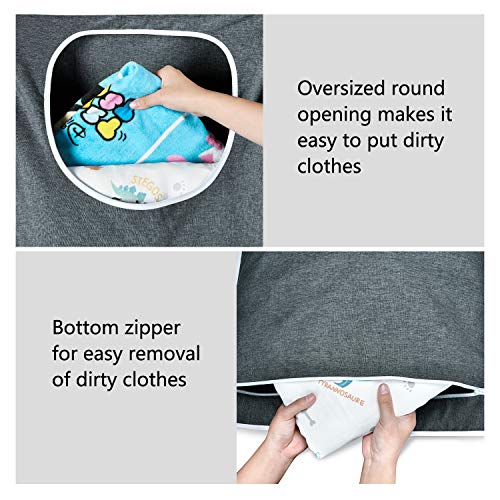 KINGSUSLAY Hanging Laundry Hamper, Over The Door Laundry Hamper and Hanging Laundry Bag, Extra Large Space Saving Hanging Hamper with 2 Types Hooks (35x 22Inch, Heather Grey)