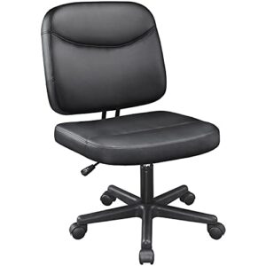 topeakmart task desk chair height adjustable chair computer faux leather chair without arms, black