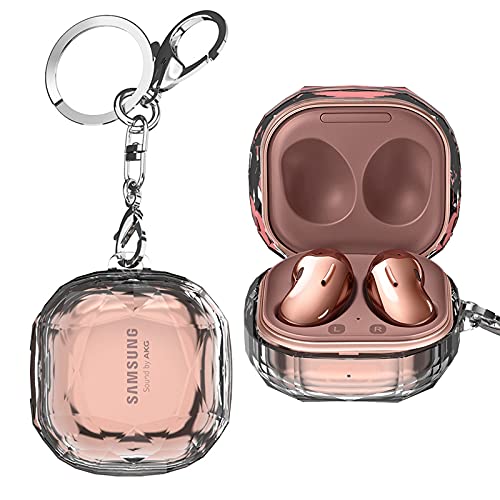 Miimall Compatible with Samsung Galaxy Buds 2 Pro 2022/ Galaxy Buds 2 Case 2021/ Galaxy Buds Pro Case 2021/ Galaxy Buds Live 2020 Case Cover Crystal Case for Samsung Earbuds with Keychain(Clear)