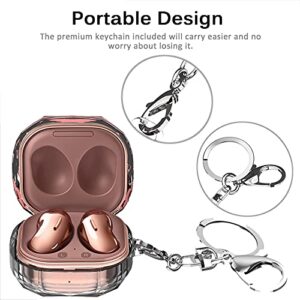 Miimall Compatible with Samsung Galaxy Buds 2 Pro 2022/ Galaxy Buds 2 Case 2021/ Galaxy Buds Pro Case 2021/ Galaxy Buds Live 2020 Case Cover Crystal Case for Samsung Earbuds with Keychain(Clear)