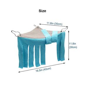 RIOUSSI Guinea Pig Hideout Hideaway Corner Fleece Toys Cage Accessories with Reversible Sides, Geo/Gray+Blue x 1 Curtain