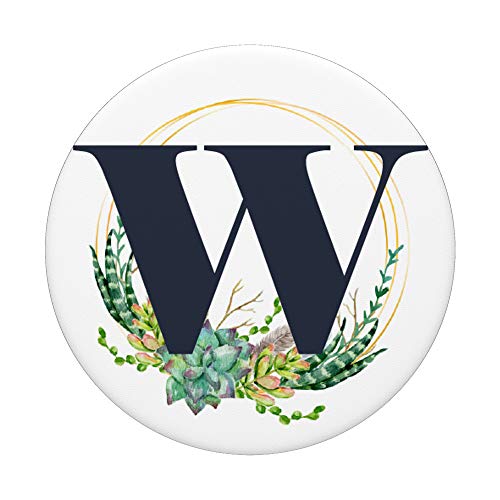 Watercolor Succulent Monogram Letter W PopSockets PopGrip: Swappable Grip for Phones & Tablets