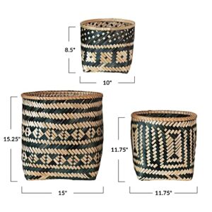 Bloomingville Bamboo Pattern, Natural & Black, Set of 3 Basket, 3