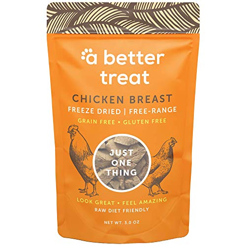 A Better Treat – Freeze Dried Chicken Breast Dog Treats 3 oz, Free Range, Single Ingredient | Natural Healthy High Value | Gluten Free, Grain Free, High Protein, Diabetic Friendly | Made in The USA