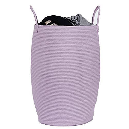 hampers for laundry hamper basket Purple blanket clothes woven cotton rope blankets living room large tall with handles modern cloth dorm dirty big throw basket with fabric toy cloths round