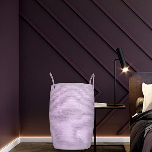 hampers for laundry hamper basket Purple blanket clothes woven cotton rope blankets living room large tall with handles modern cloth dorm dirty big throw basket with fabric toy cloths round