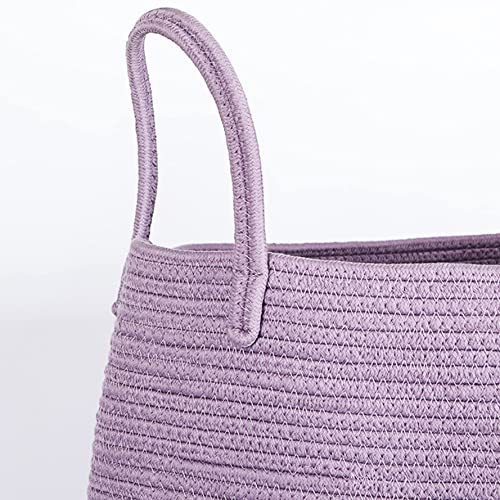 hampers for laundry hamper basket Purple blanket clothes woven cotton rope blankets living room large tall with handles modern cloth dorm dirty big throw basket with fabric toy cloths round