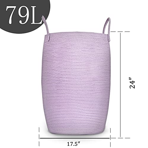 hampers for laundry hamper basket Purple blanket clothes woven cotton rope blankets living room large tall with handles modern cloth dorm dirty big throw basket with fabric toy cloths round