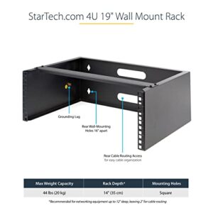 StarTech.com 4U Wall Mount Network Rack - 14 Inch Deep (Low Profile) - 19" Patch Panel Bracket for Shallow Server and IT Equipment, Network Switches - 44lbs/20kg Weight Capacity, Black (WALLMOUNT4)