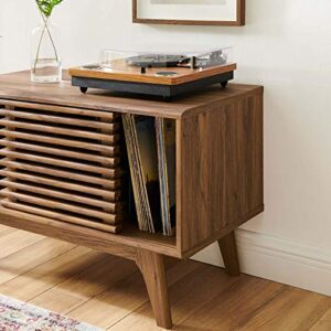 Modway Render Mid-Century Modern 37" Vinyl Record Display Stand in Walnut, 37 Inch